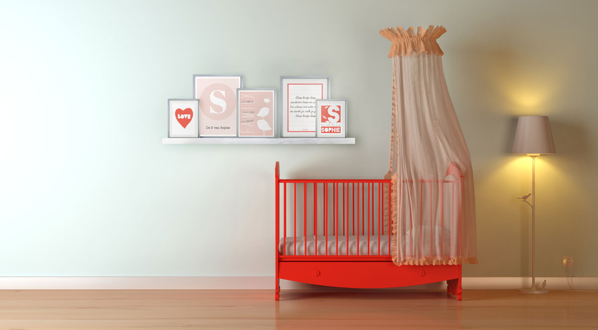 Collage voor de babykamer in pastel tinten - Printcandy